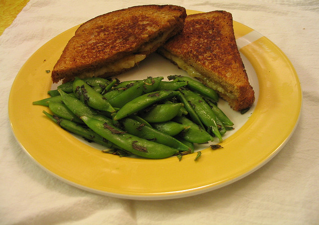 Snap Peas with Mint + Mango Chutney Pepperjack Gourmet Grilled Cheese